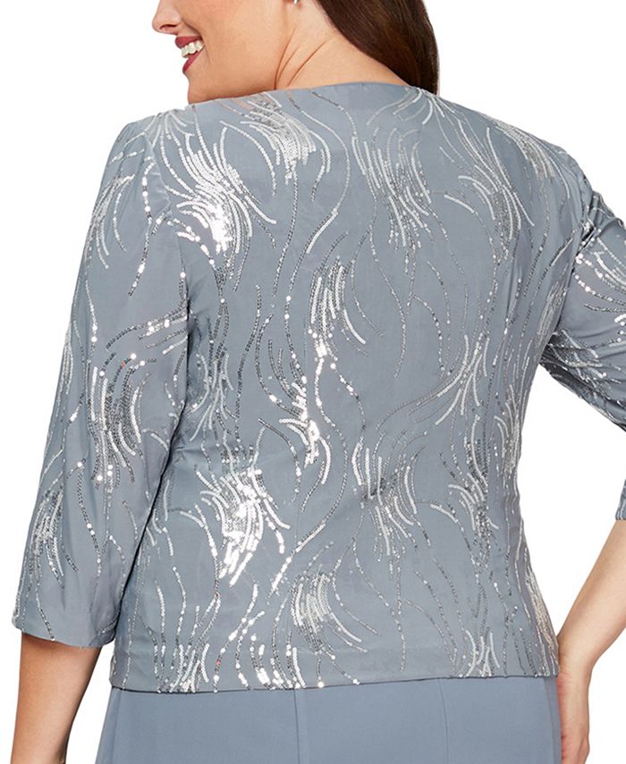 Alex Evenings Plus Size Sequin Jacket & Midi Dress - Macy's