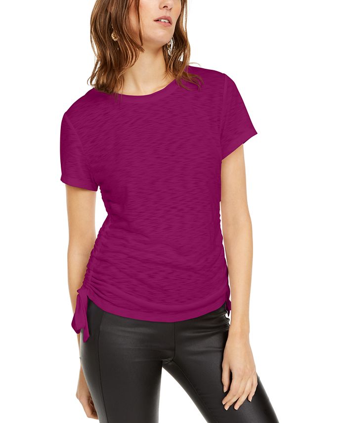 INC International Concepts Petite Side Ruched T-Shirt, Created for Macy ...
