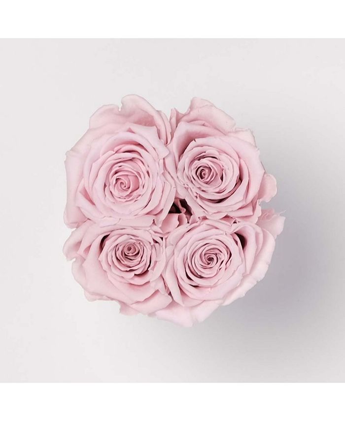 Infinity Roses Round Box of 4 Pink Real Roses Preserved To Last Over A ...