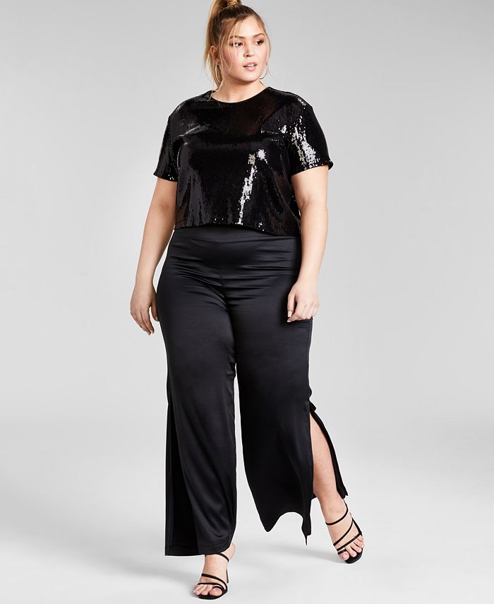 Nina Parker Trendy Plus Size Side Slit Pants, Created for Macy's - Macy's