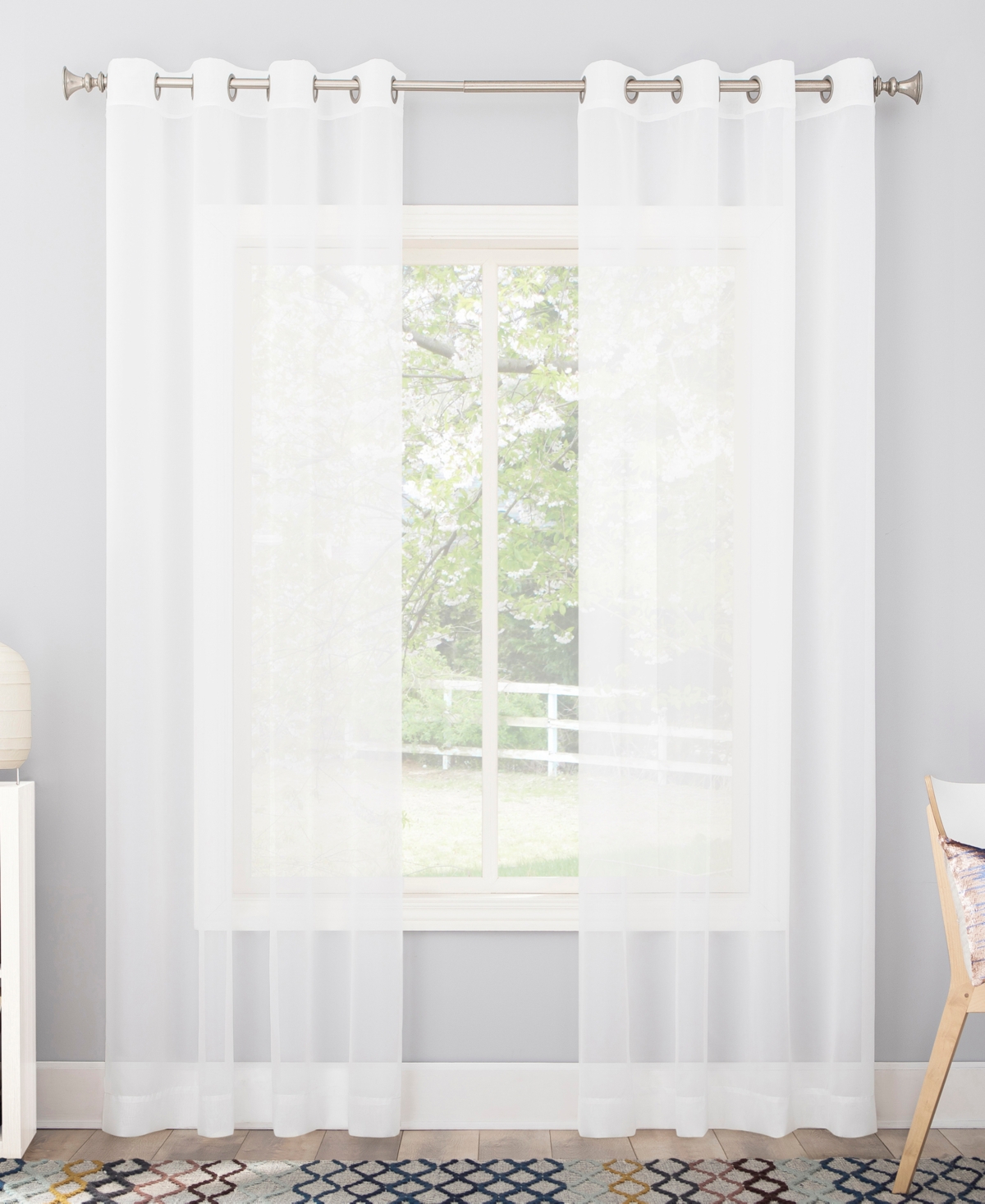 Click here for Calypso Sheer Voile Grommet Curtain Panel - White prices