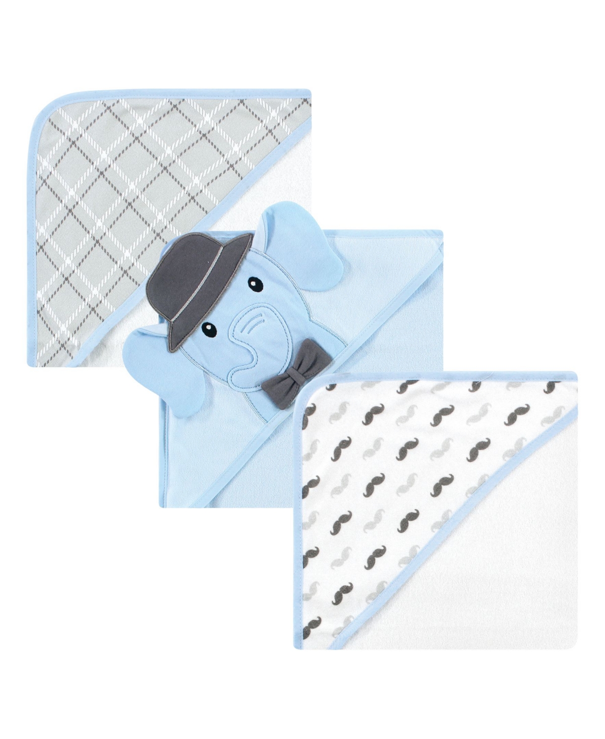 Click here for Hudson Baby Cotton Hooded - Blue charcoal elephant prices