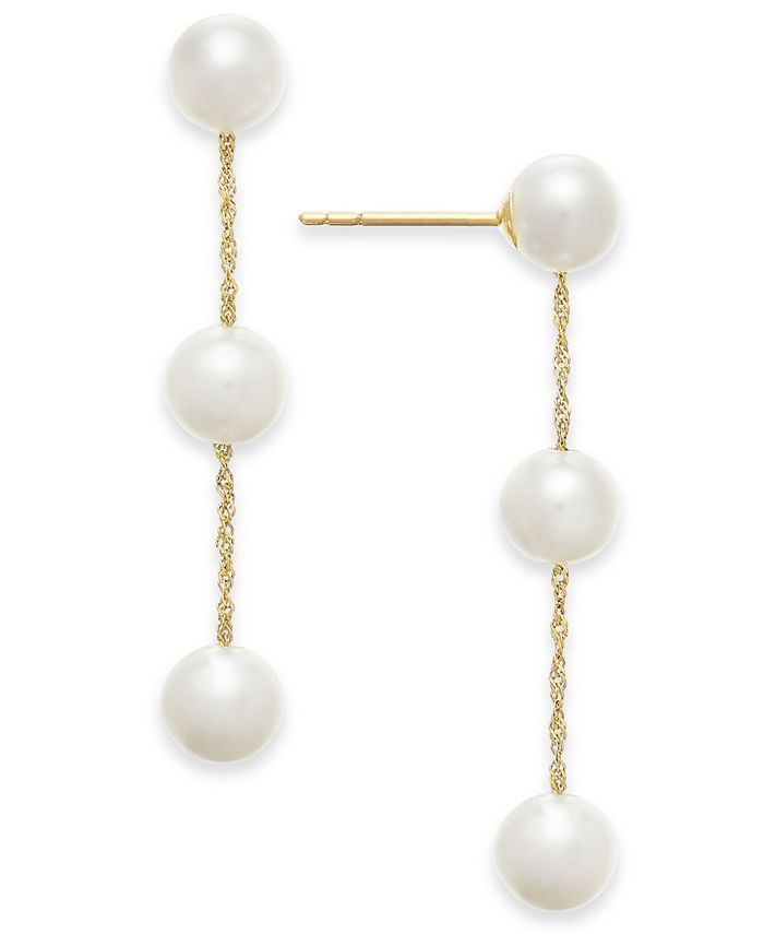 EFFY Collection EFFY® Cultured Freshwater Pearl Triple Drop Earrings in 14k Yellow, White or ...