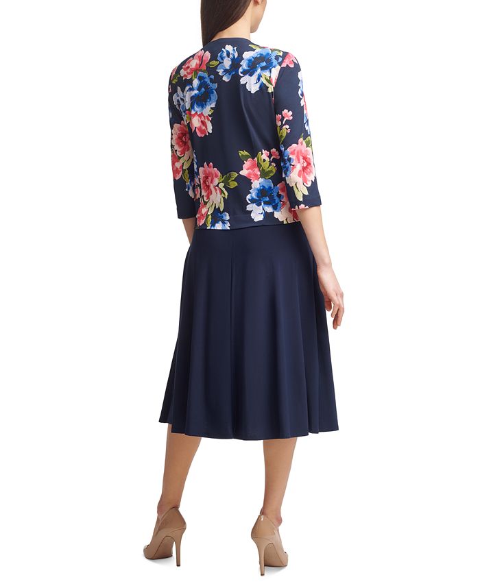Jessica Howard Floral-Print Jacket Dress - Macy's
