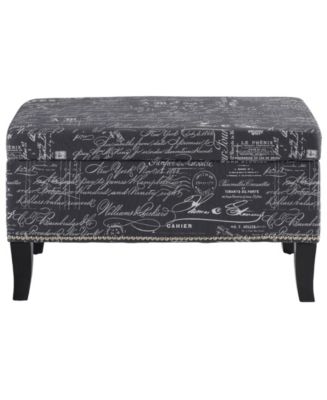 Linon Home Décor Saxham Script Storage Ottoman - Macy's