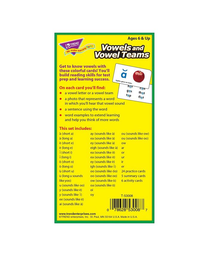 Trend Enterprises Vowels and Vowel Teams Skill Drill Flash Cards - Macy's