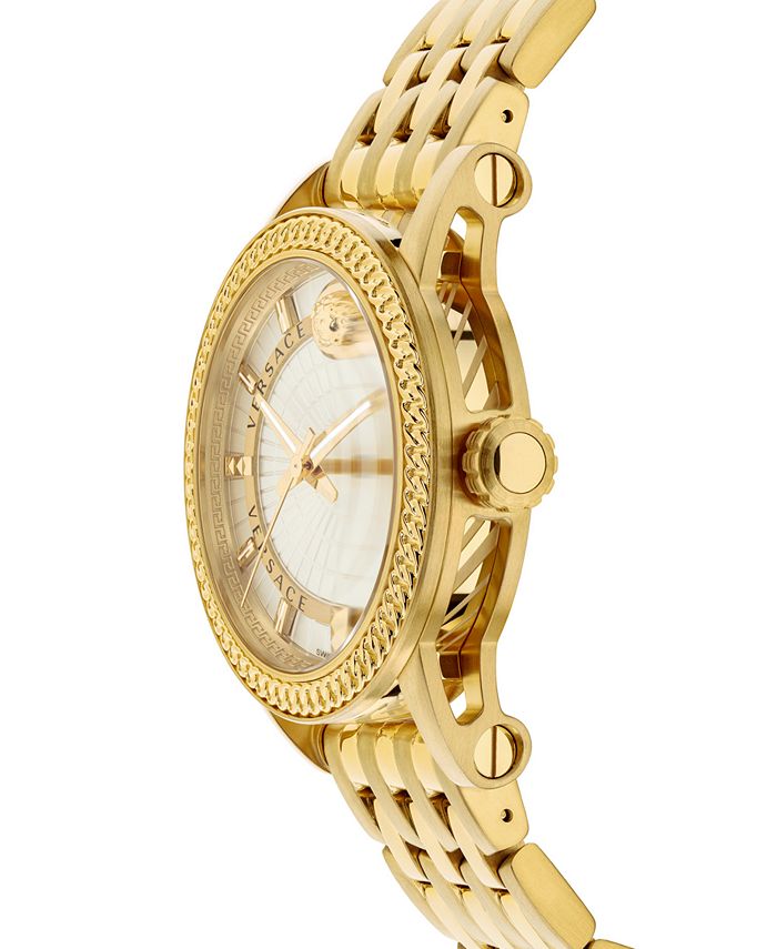 Versace Men's Swiss Code Gold-Tone Stainless Steel Bracelet Watch 41mm ...