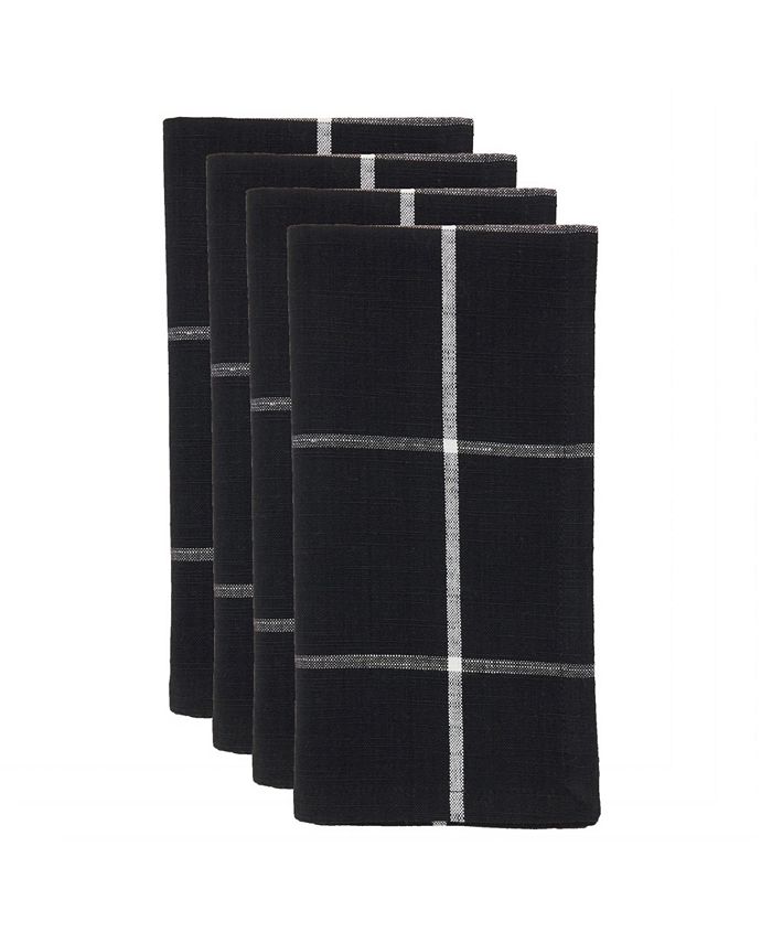 Saro Lifestyle Cotton Table Napkins with Simple Plaid Design, Set of 4 ...