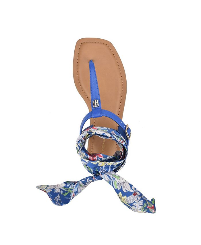 Tommy Hilfiger Jinis Ankle Tie Thong Sandals - Macy's