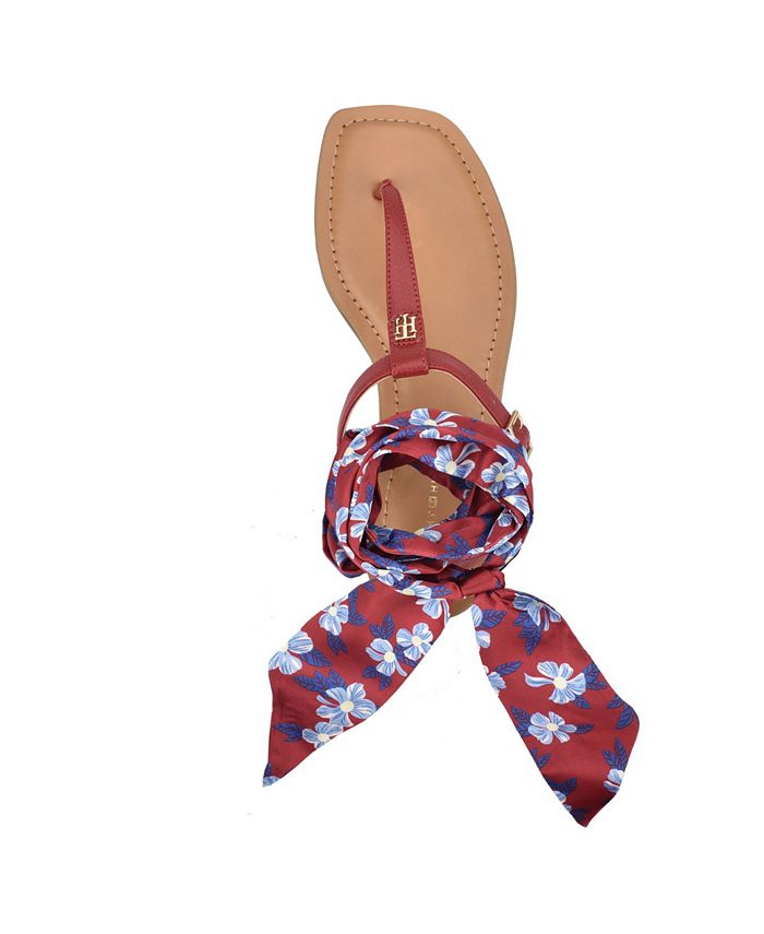 Tommy Hilfiger Jinis Ankle Tie Thong Sandals - Macy's