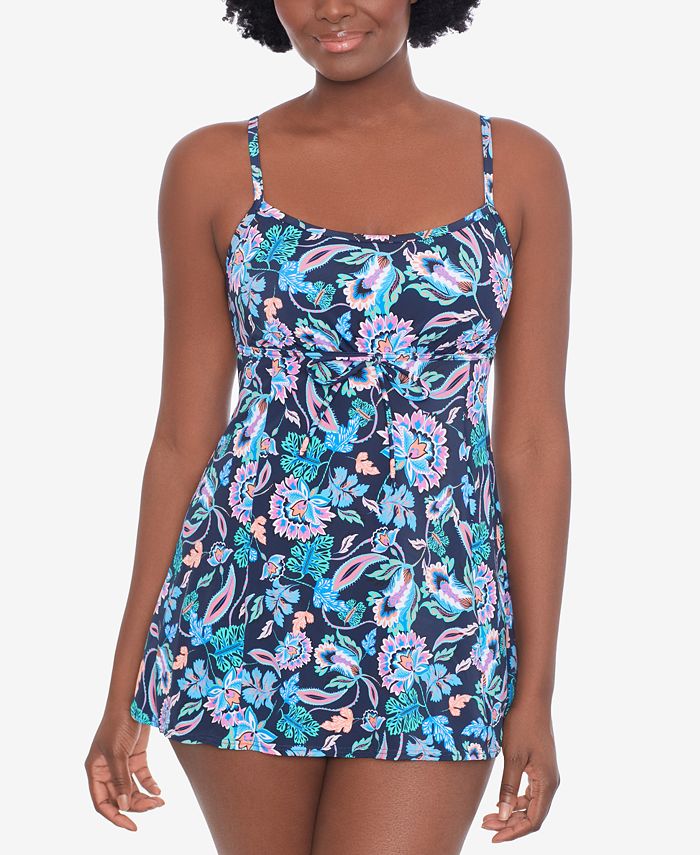 Swim Solutions Madison Printed Empire Tummy Control Swimdress Created