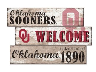 Lids Fan Creations Oklahoma Sooners 3 Panel Team Welcome Sign - Macy's
