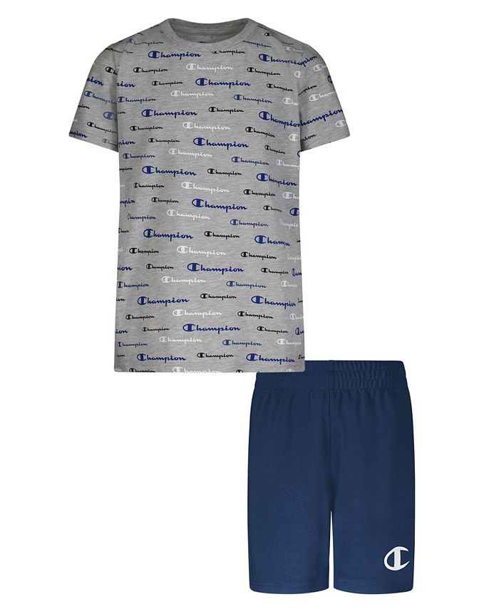 Champion Little Boys Multi Color Tonal Script Short Sleeve Tee and C ...