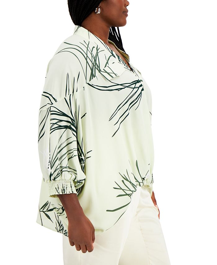 Alfani Plus Size Printed Crossover Top, Created for Macy's - Macy's