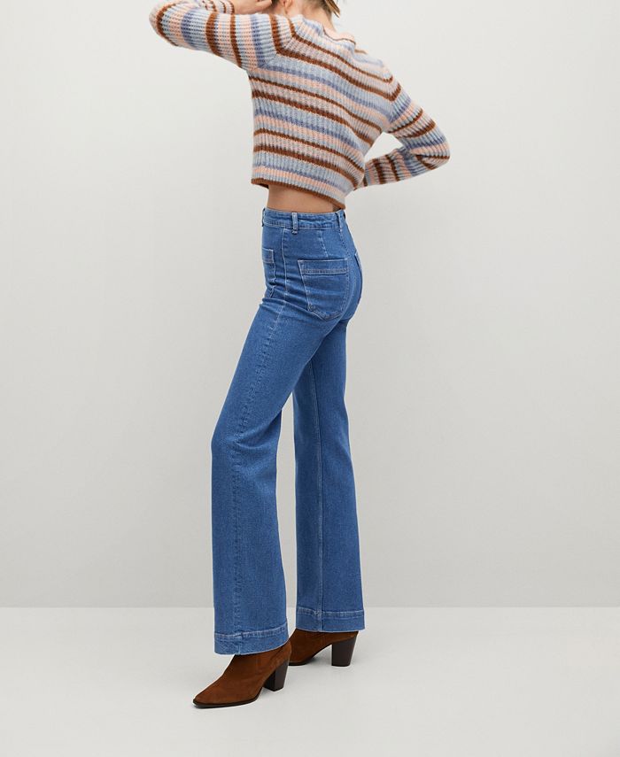 MANGO Women's Pockets Wide Leg Jeans - Macy's