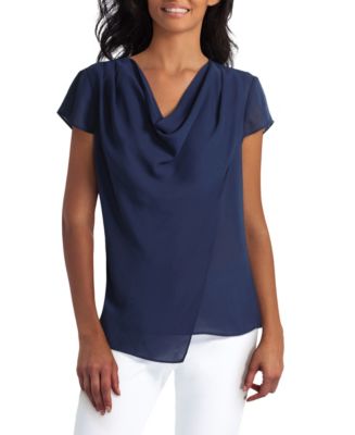 H Halston Women's Draped Overlay Blouse - Macy's