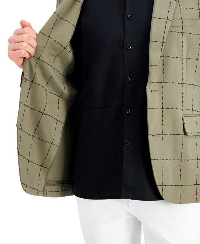 INC International Concepts Men's Classic-Fit Sketched Grid Blazer ...