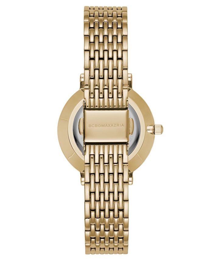 BCBGMAXAZRIA Ladies 2 Hands Gold-Tone Stainless Steel Band Watch 32mm ...
