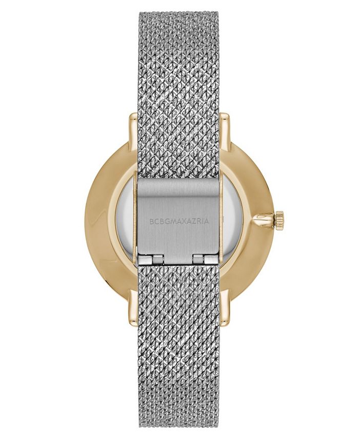 BCBGMAXAZRIA Ladies 3 Hands Slim Silver-Tone Stainless Steel Band Watch ...