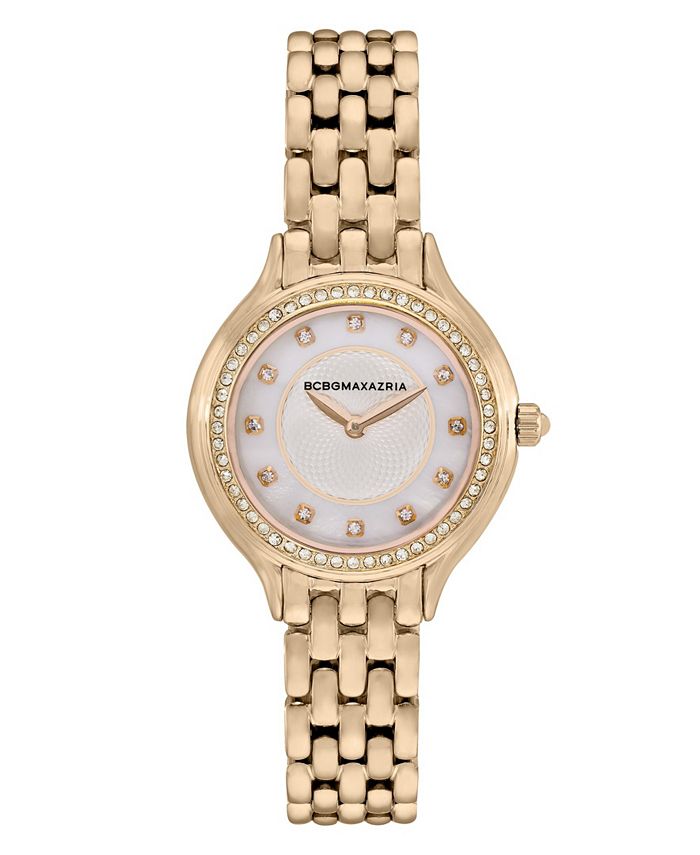 BCBGMAXAZRIA Ladies 2 Hands Slim Gold-Tone Stainless Steel Band Watch ...