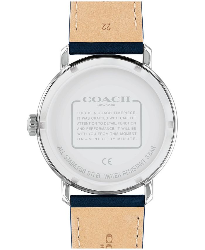 COACH Men's Harrison Blue Leather Strap Watch 42mm - Macy's