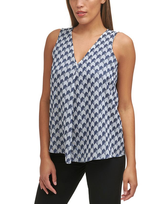 Calvin Klein Chevron-Print Top - Macy's