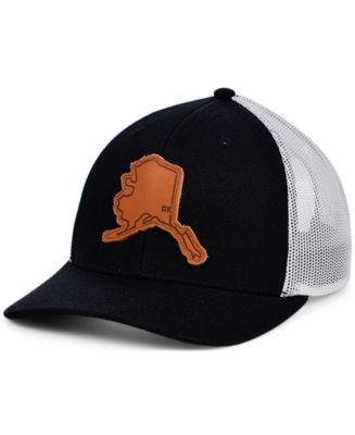 Local Crowns Alaska Black White Leather State Patch Curved Trucker Cap ...