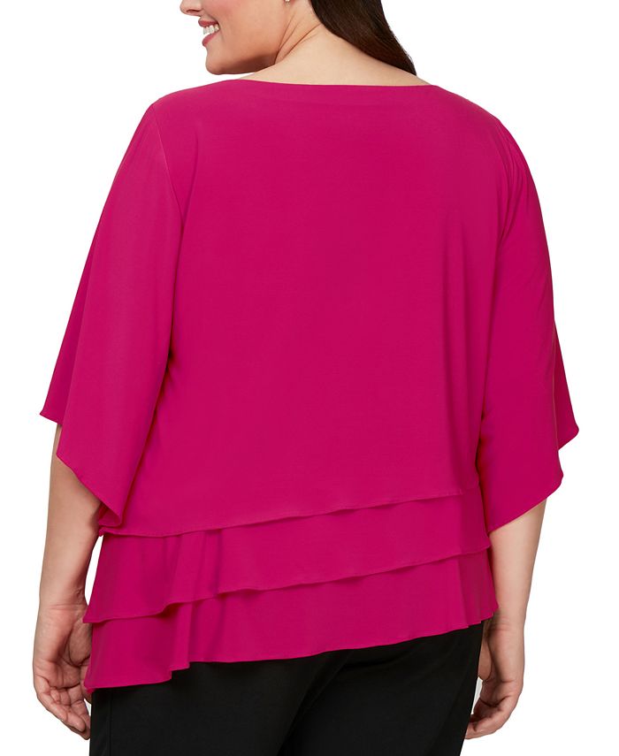Alex Evenings Plus Size Embellished Tiered Top - Macy's