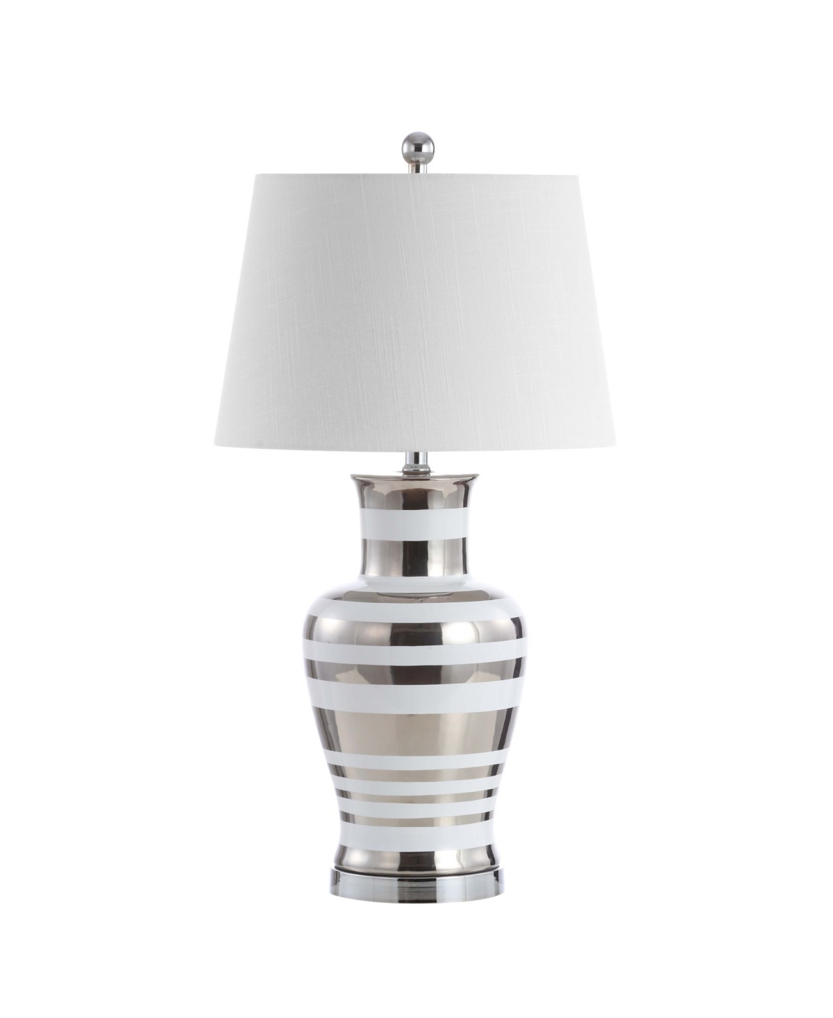 Click here for Zilar Striped Classic Modern Led Table Lamp - Silv... prices
