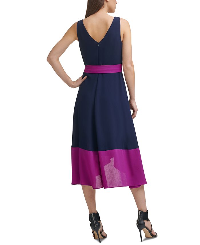 DKNY Colorblocked Faux-Wrap Dress & Reviews - Dresses - Women - Macy's