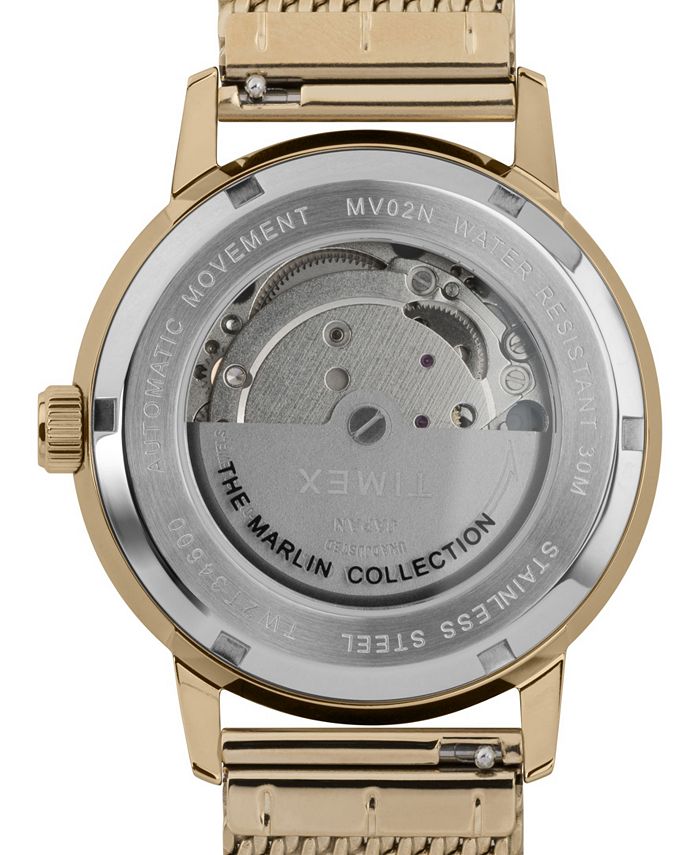 Timex Men's Marlin Automatic Gold-Tone Stainless Steel Mesh Bracelet ...