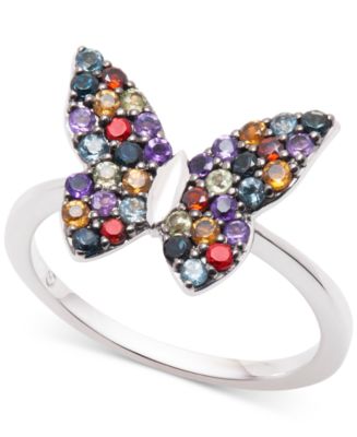 Macy's Multi-Gemstone Butterfly Statement Ring (7/8 ct. t.w.) in ...