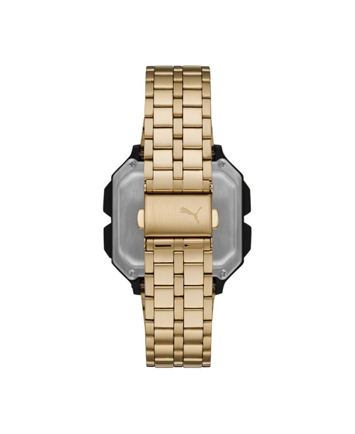 Puma Remix LCD, Gold-Tone Stainless Steel Watch,P5052 - Macy's