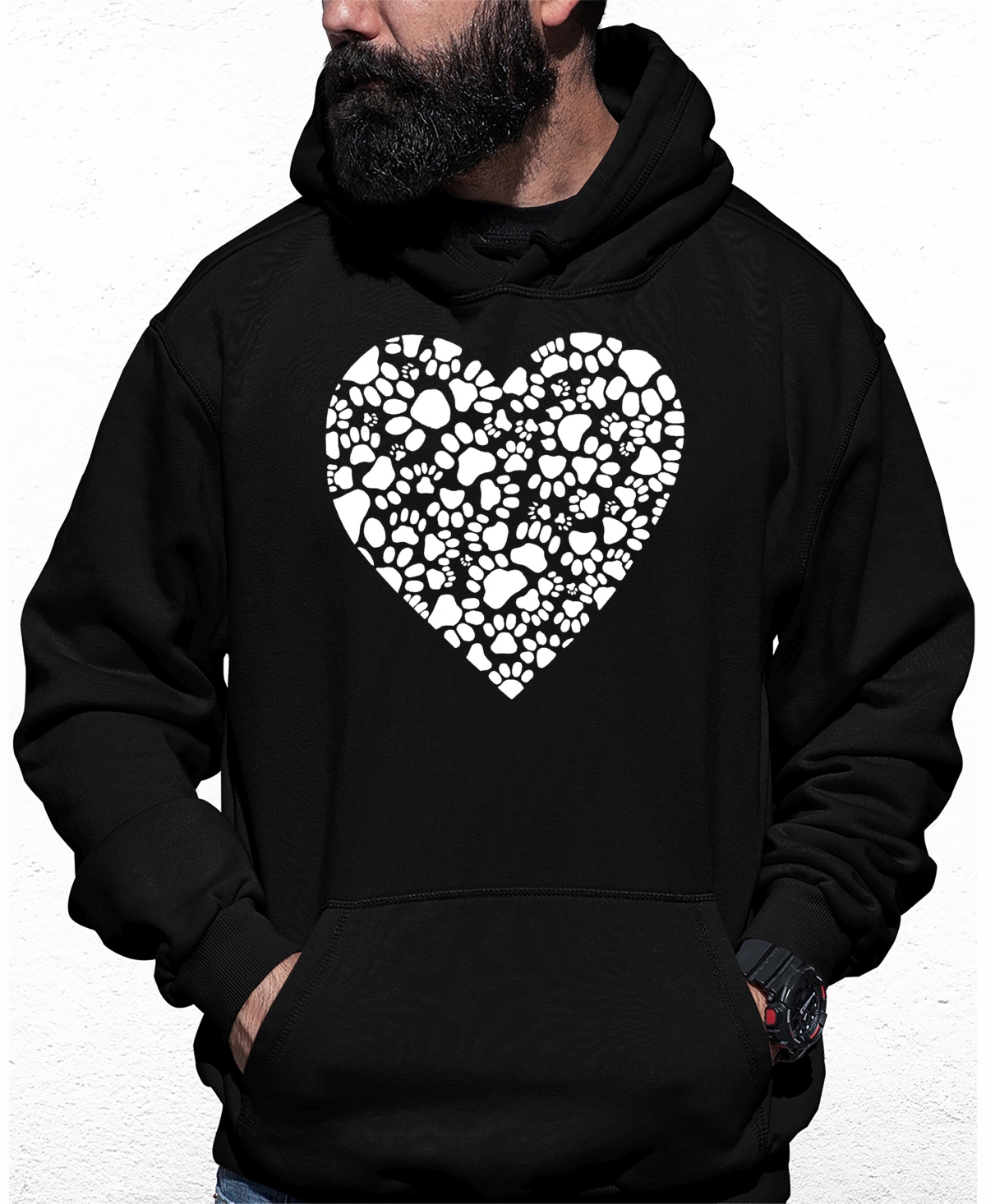 Click here for Mens Paw Prints Heart Word Art Hooded Sweatshirt -... prices
