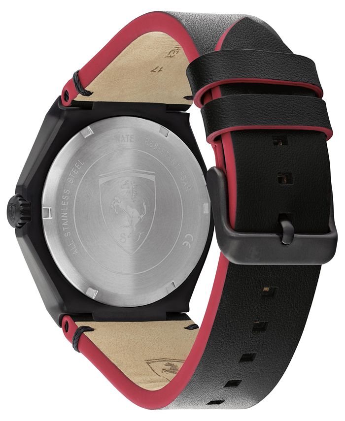 Ferrari Men's Aspire Black Leather Strap Watch 42mm - Macy's