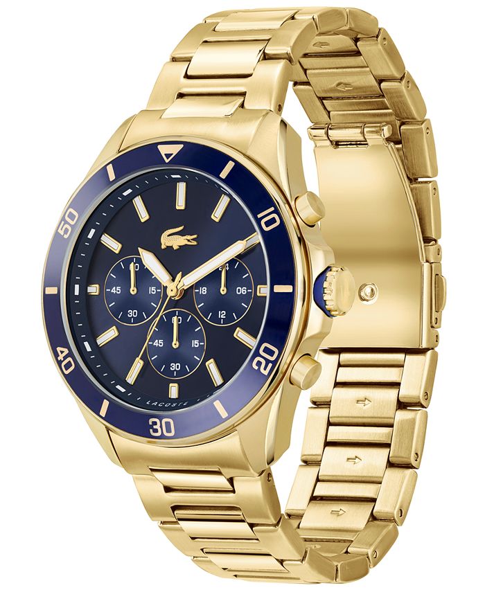Lacoste Men's Chronograph Tiebreaker Gold-Tone Bracelet Watch 44mm - Macy's