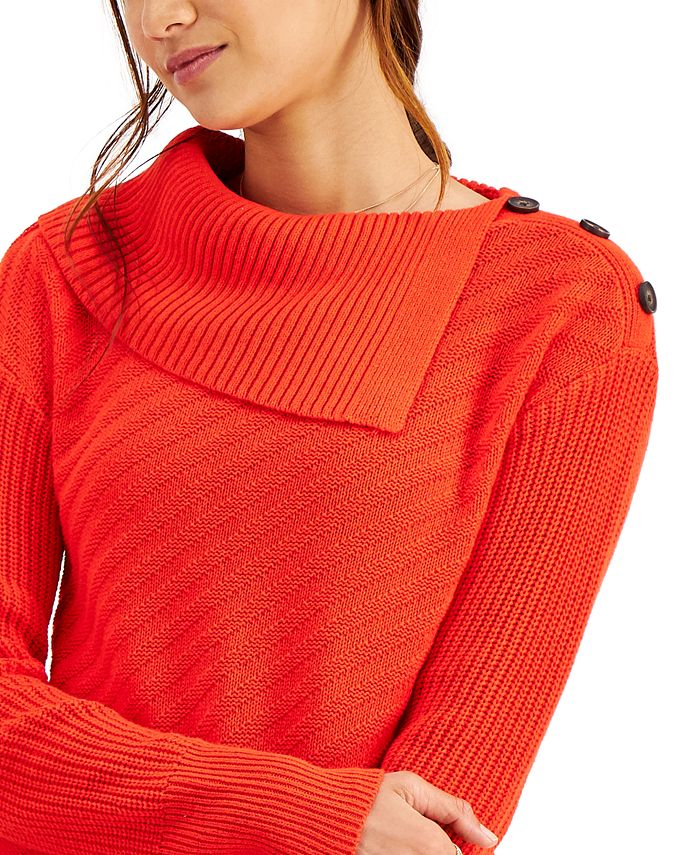 Style & Co Petite Ribbed Button-Detail Tunic Sweater Created for Macy's - Macy's