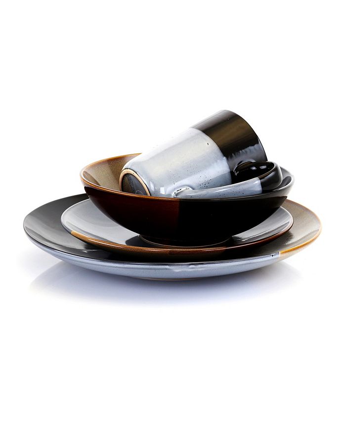 Gibson Convergence Round Stoneware Dinnerware Set, 16 Piece - Macy's