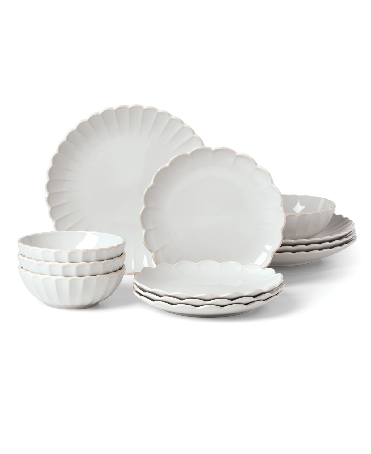 Lenox French Perle Scallop 12 Pc. Dinnerware Set  Service for 4 - White