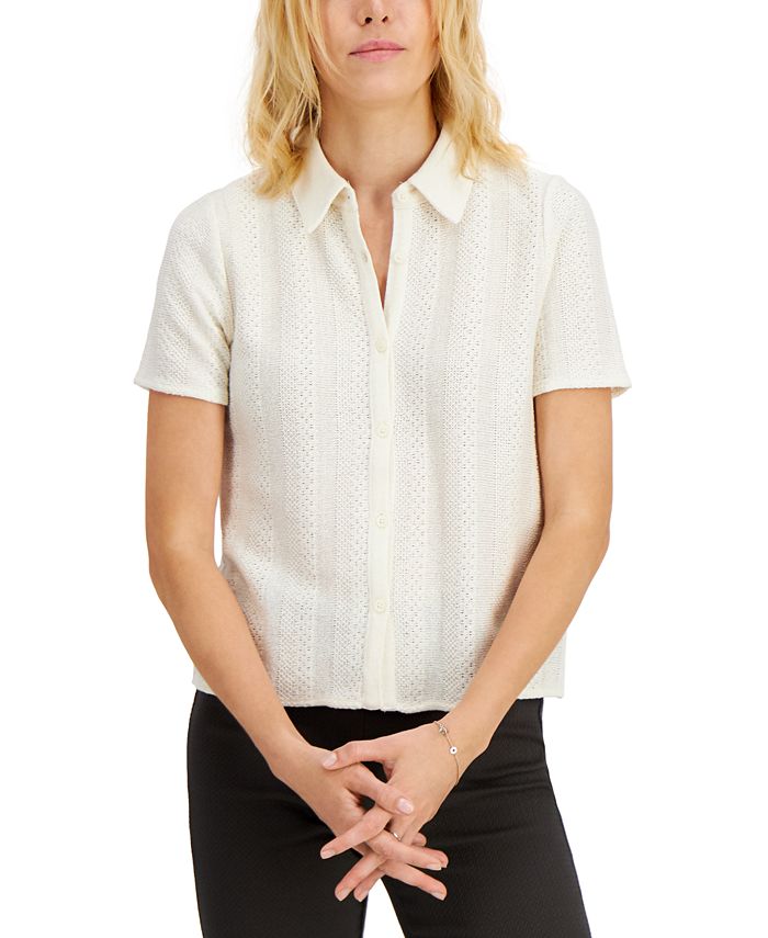 Alfani Collared Button-Up Top, Created for Macy's - Macy's