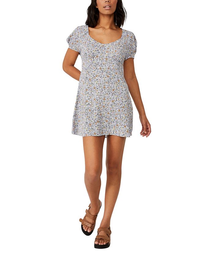 COTTON ON Women's Woven Essential Tie Back Mini Tea Dress & Reviews ...