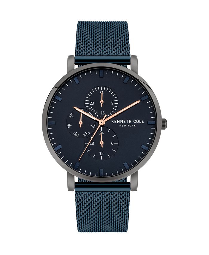 Kenneth Cole New York Men's Multifunction Blue Stainless Steel Mesh ...