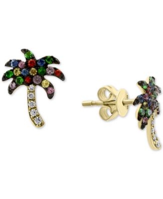 EFFY® Multi-Sapphire (1/2 ct. t.w.) & Diamond (1/20 ct. t.w.) Palm Tree ...