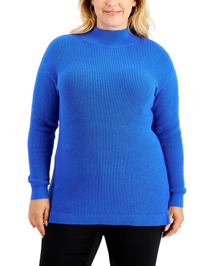 Style & Co Plus Size Solid Mock-Neck Tunic, Created for Macy's - Macy's