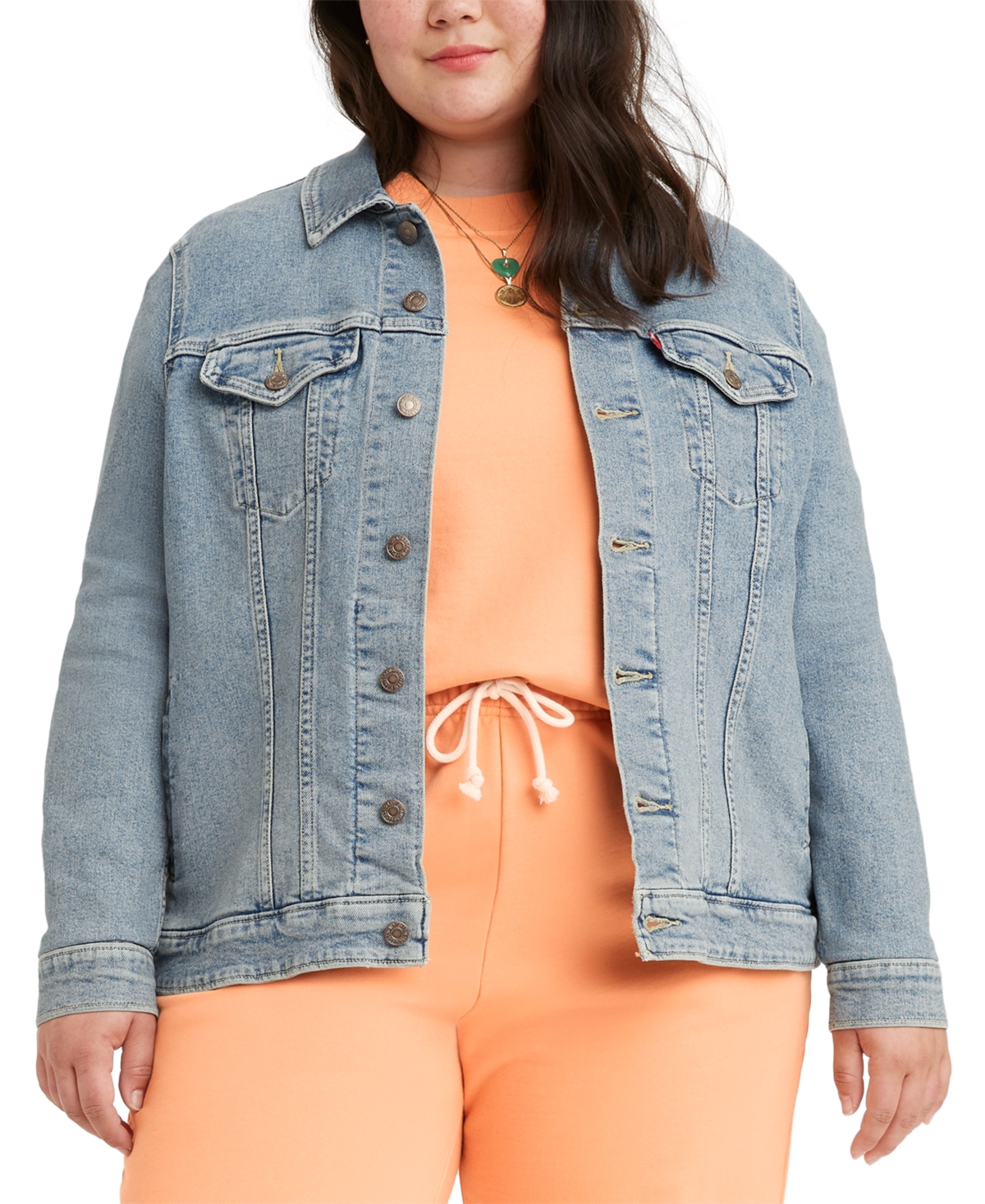 Click here for Levis Plus Size Button-Down Original Denim Trucker... prices