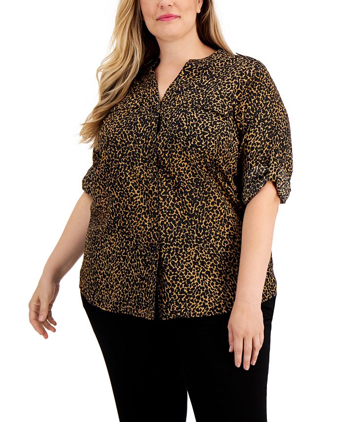 Calvin Klein Plus Size Animal-Print Tunic - Macy's