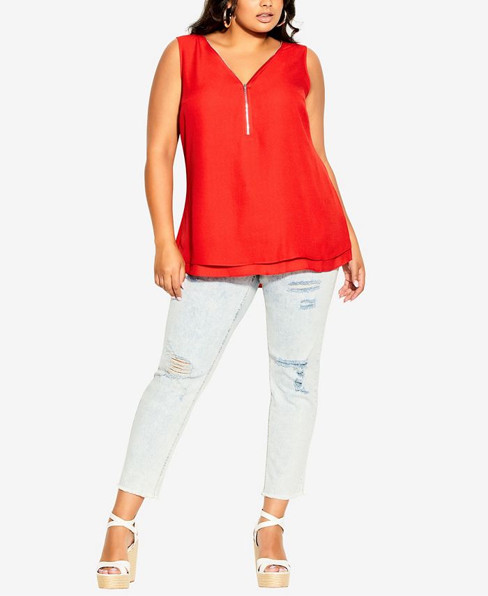 City Chic Plus Size Sexy Zip Top - Macy's