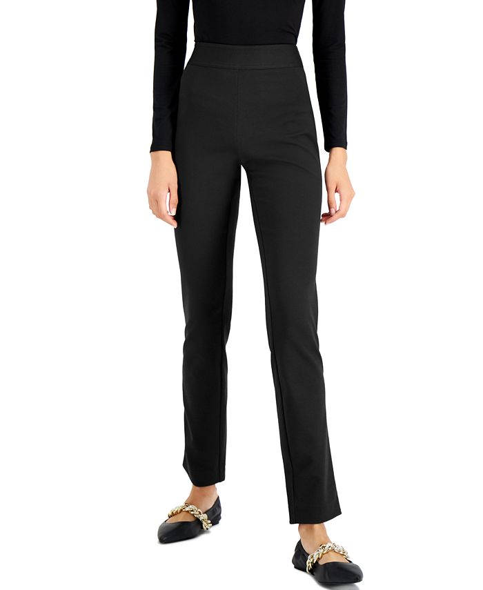 INC International Concepts Ponté-Knit Pull-On Straight-Leg Pants - Macy's