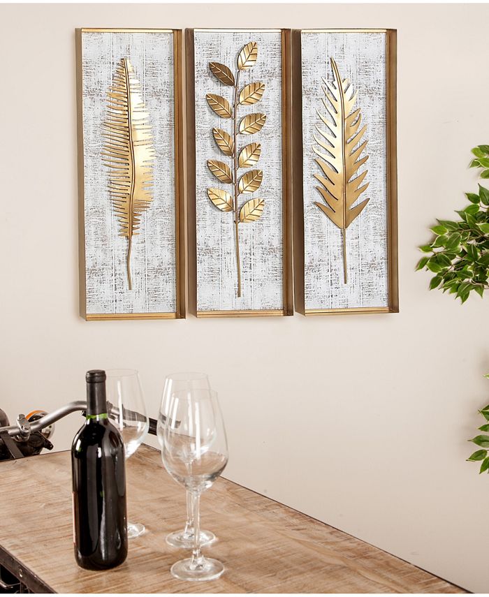 Rosemary Lane Contemporary Floral Wall Decor, Set of 3 - Macy's
