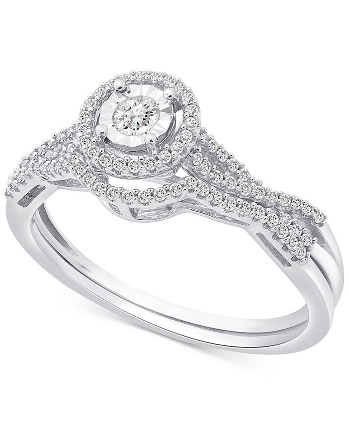 Macy's Diamond Miracle Plate Bridal Set (1/4 ct. t.w.) in 14k White ...